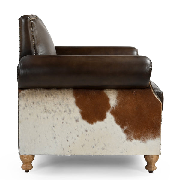 RIVERINA HAND MADE COWHIDE AND GENUINE LEATHER ARM CHAIR - Philbee ...